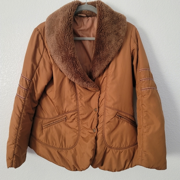 Avon | Jackets & Coats | Avon Faux Fur Collared Cinched Waist Puffer ...